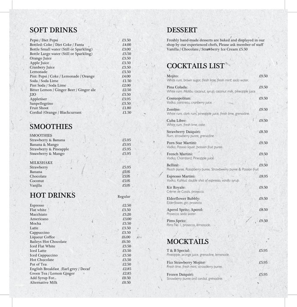 Drink Menu – Turkish Bistro Cheadle